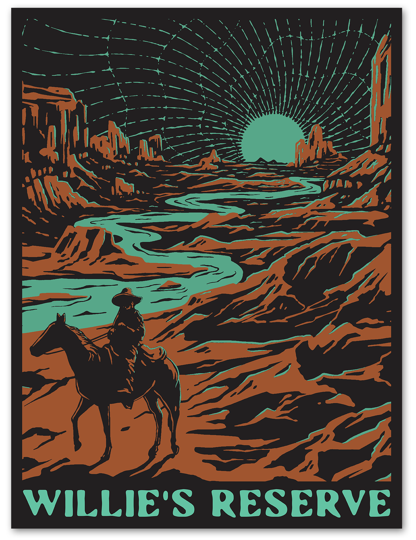Willie's Reserve - 18 x 24" Horseback Poster
